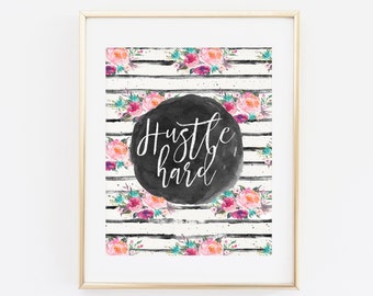 Hustle wall art | Etsy