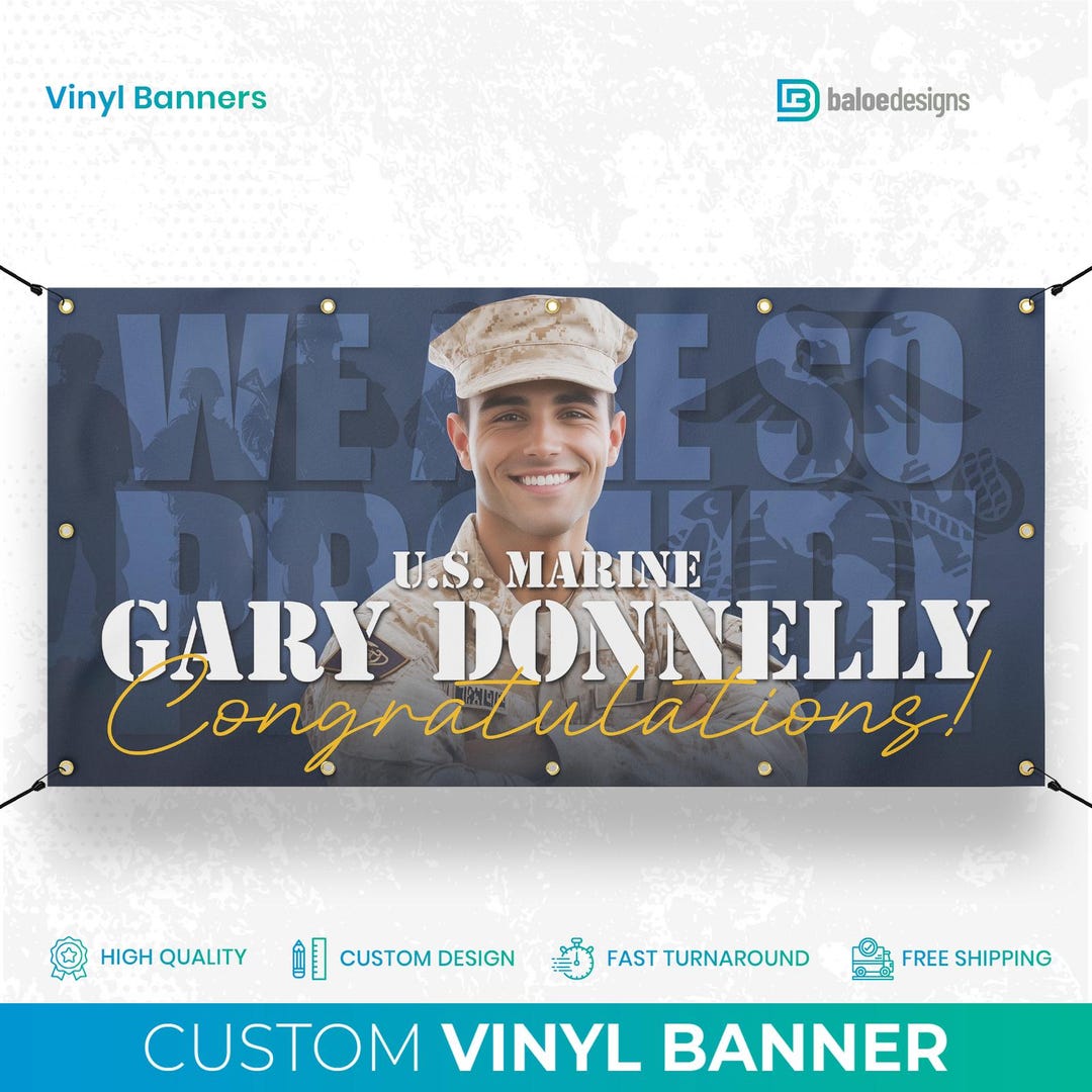 Custom Marine Graduation Banner, Marine USA Congrats Backdrop, Marine ...