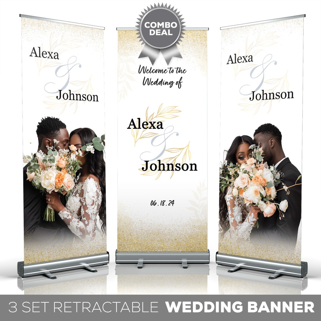 COMBO BANNER SET, 3 Retractable Banners, Custom Banners, Wedding ...