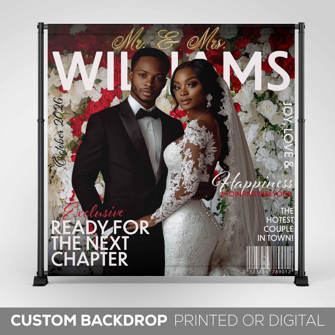 Wedding Magazine Cover Style Backdrop, Custom Wedding Magazine Banner ...