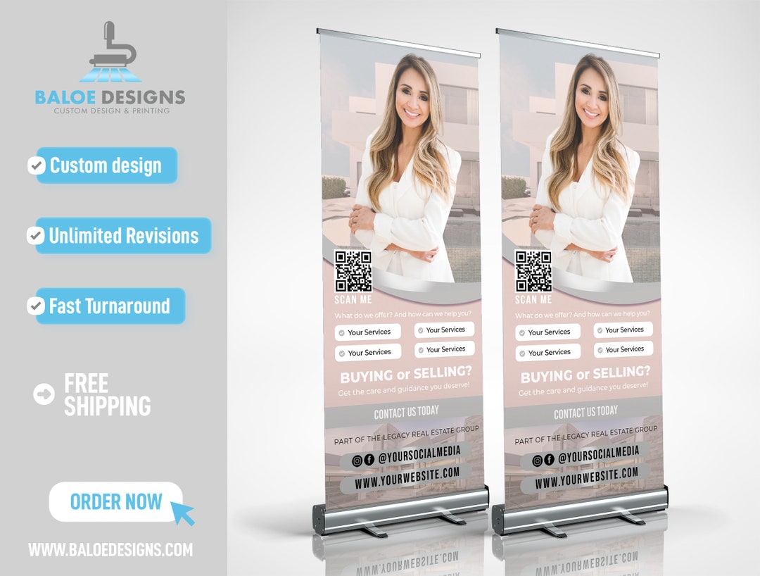 Real Estate Retractable Banner Sign, Real Estate Broker, Realtor Sign ...