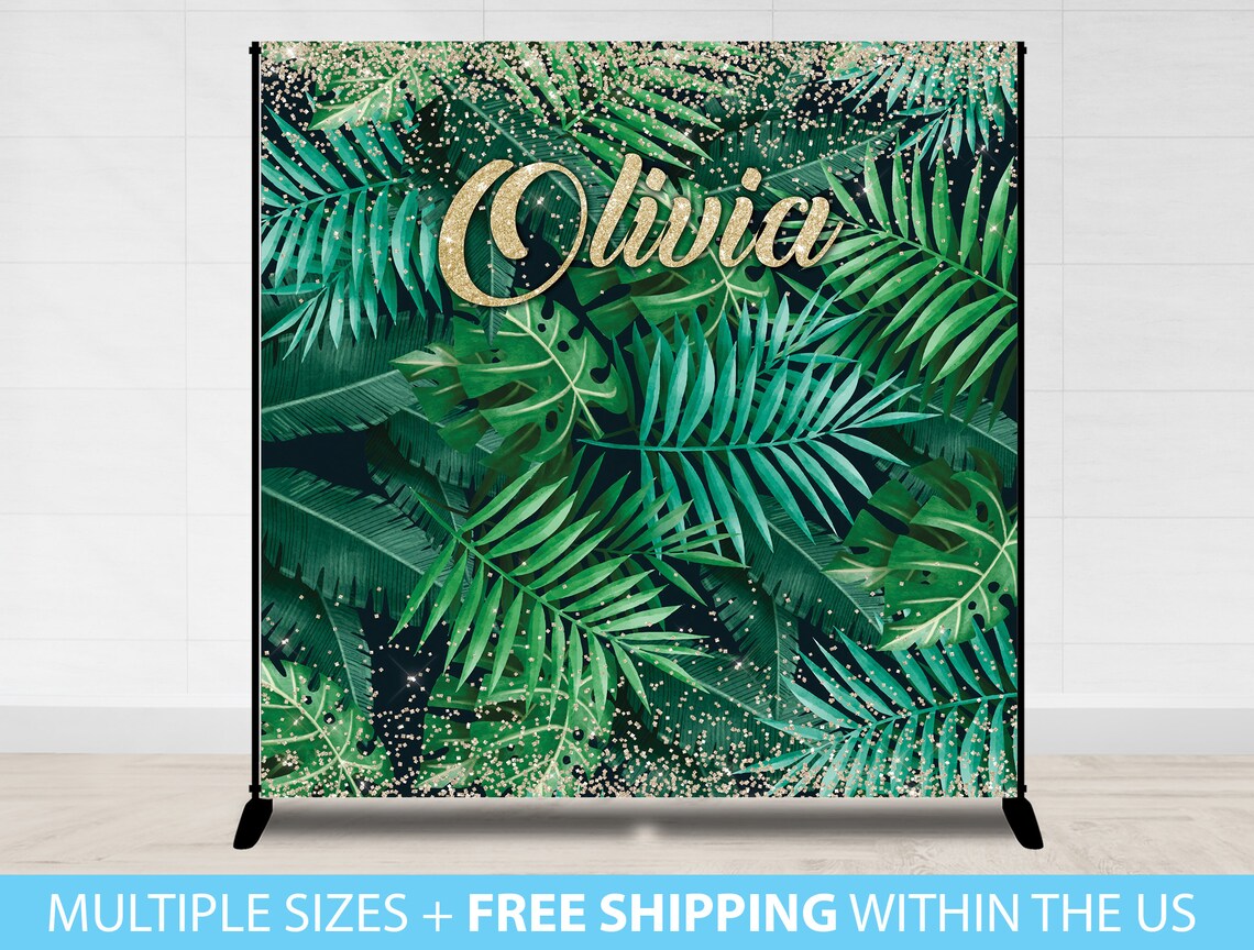Tropical Backdrop Banner Tropical Leaves Photo Booth | Etsy