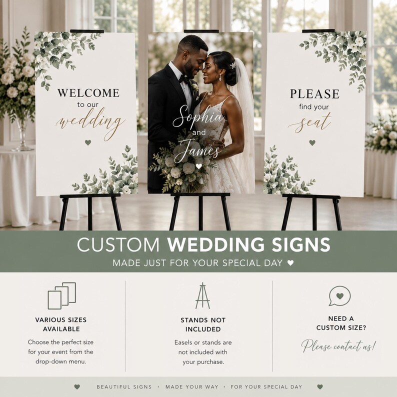 Printed Wedding Bundle, Foam Board Signs Set of 3, Welcome Sign Bundle ...