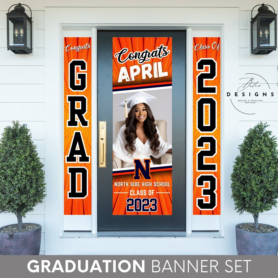 Graduation Door Banner Set, Custom Graduate Vinyl Banner Set Front Door ...