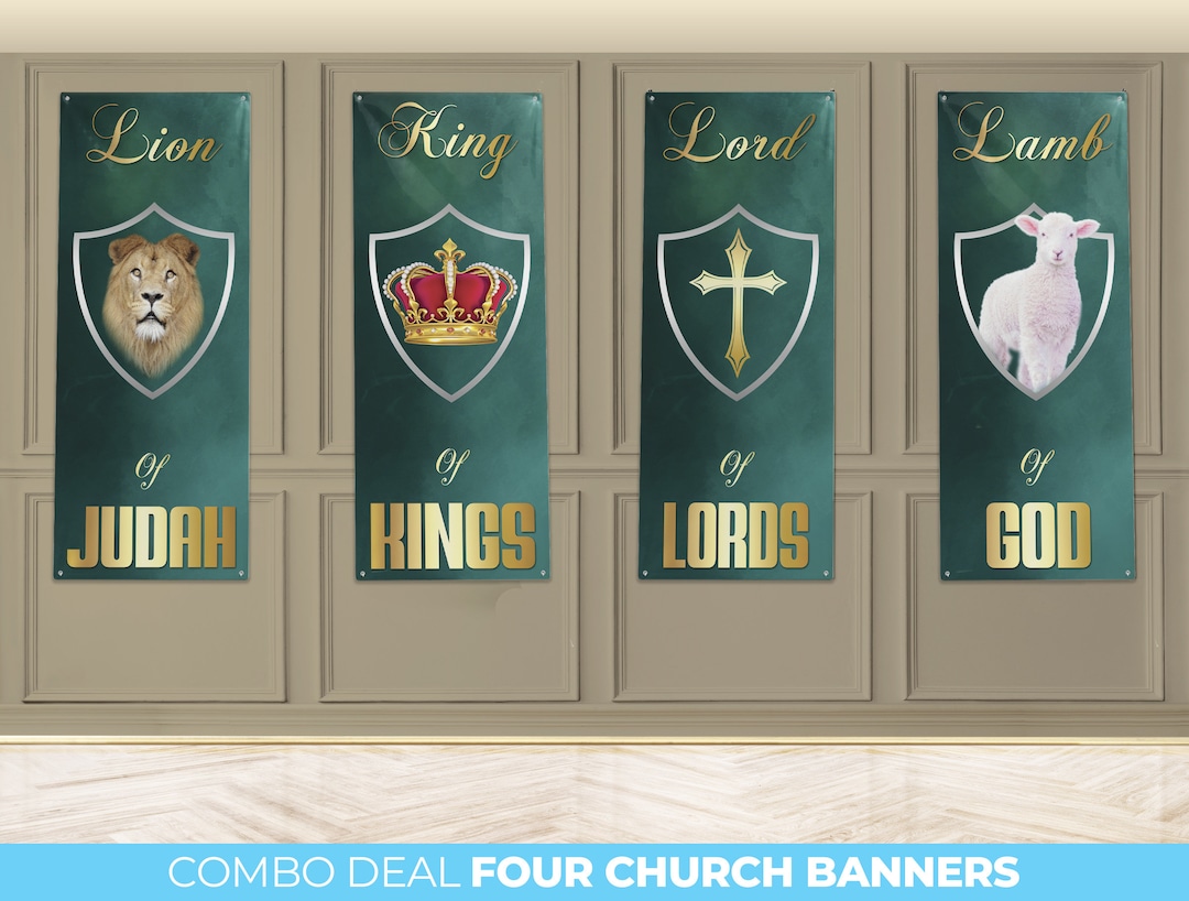 Set of 4 Church Banners, Sanctuary Banners, Mission Worship, Church ...