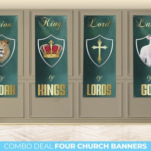 Set of 4 Church Banners, Sanctuary Banners, Mission Worship, Church ...