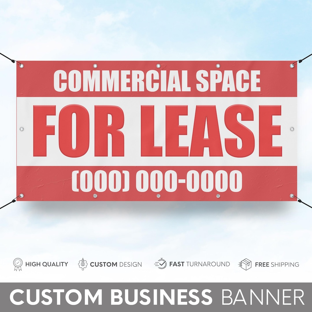 For Lease Sign for Lease Banner, Commercial Space for Lease, Banner ...