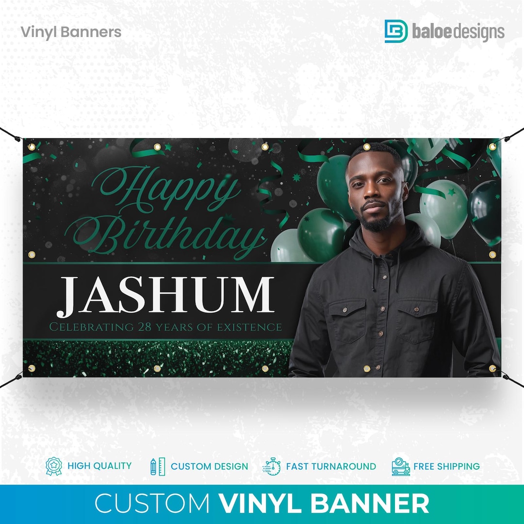 Custom Birthday Banner, Party Backdrop Decor, Man Birthday Decor, Decor ...