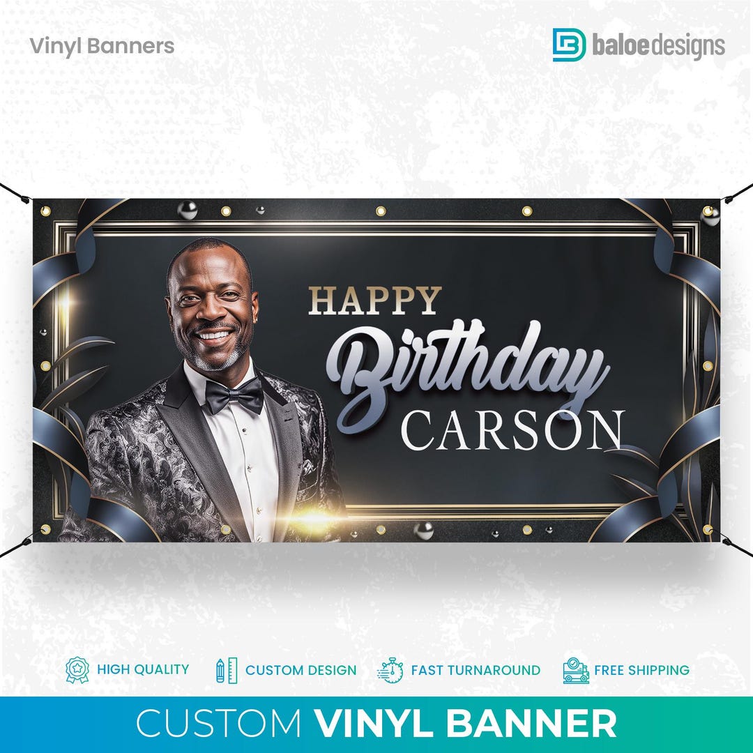 Custom Birthday Banner, Party Backdrop Decor, Man Birthday Decor, Decor ...