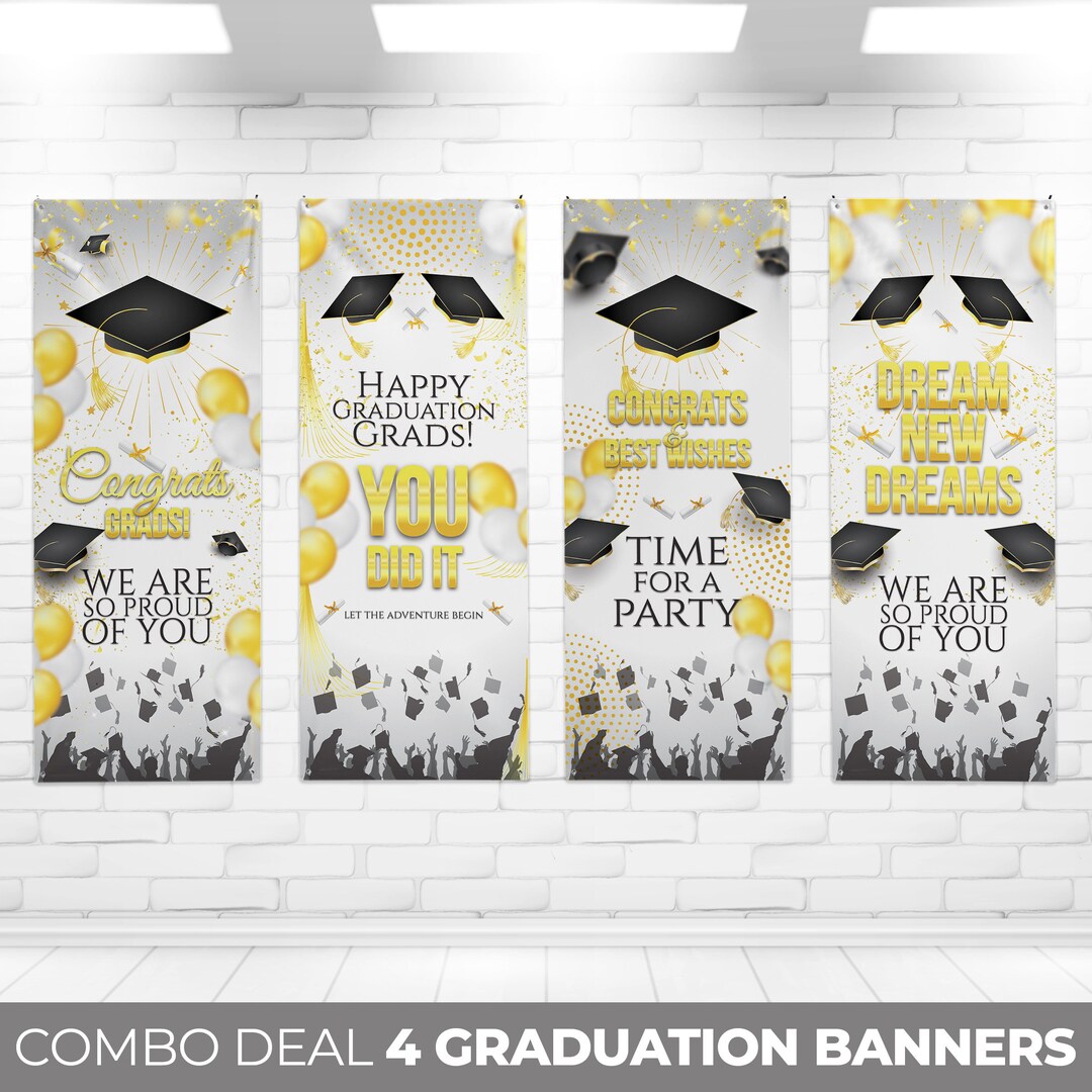 Set of 4 Graduation Banners, Congratulations Graduates, Congrats to the ...