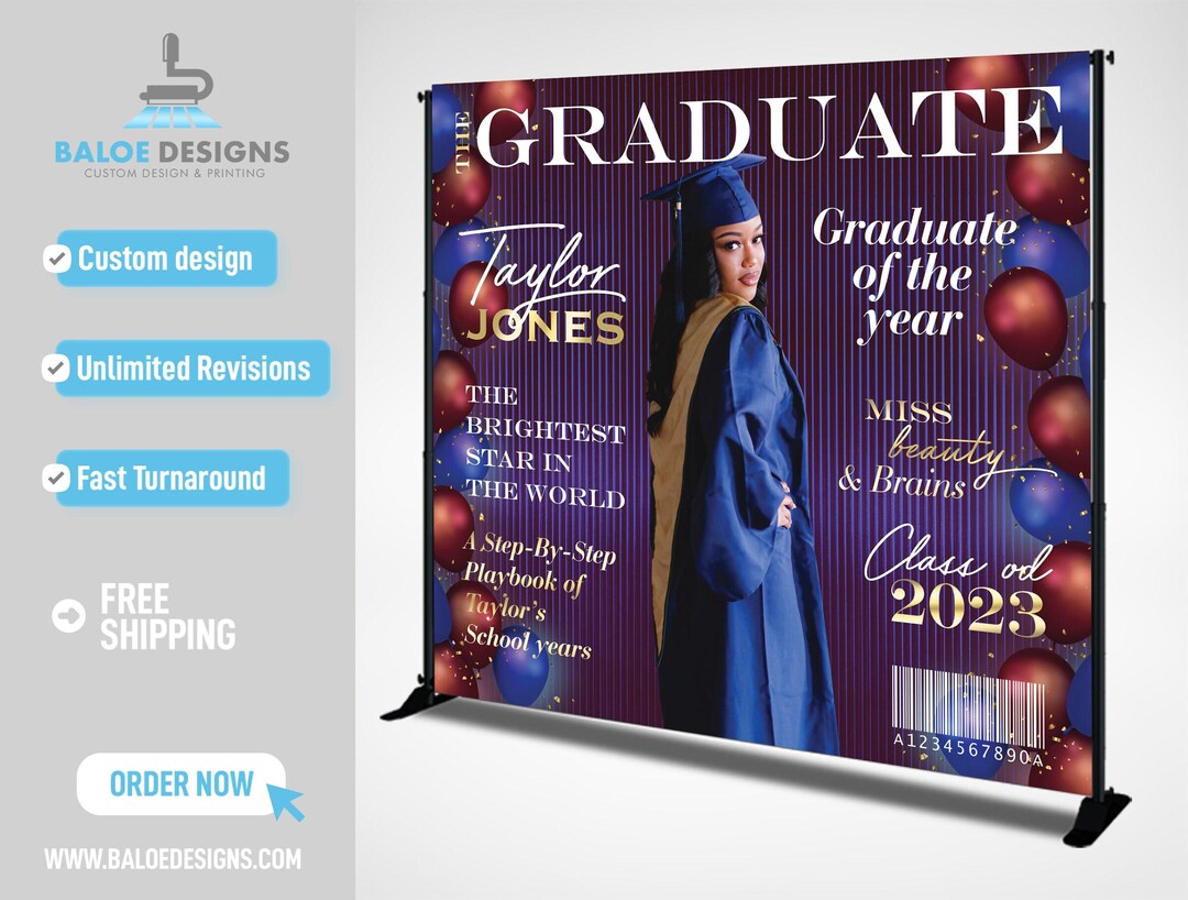 Custom Photo Graduation Backdrop, Graduation Magazine Banner ...