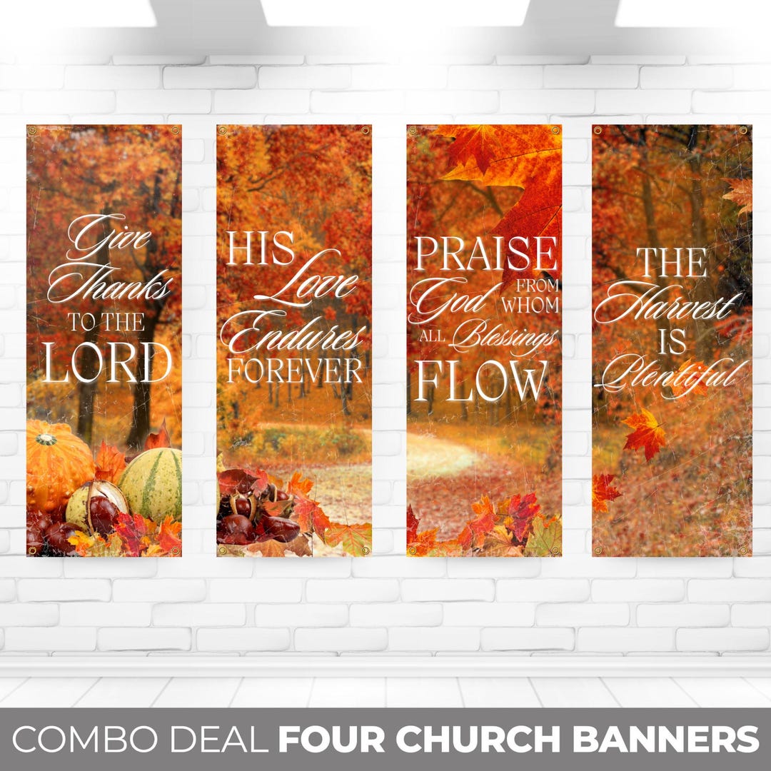 Fall Church Banners, Set of 4 Church Banners, Sanctuary Banners ...