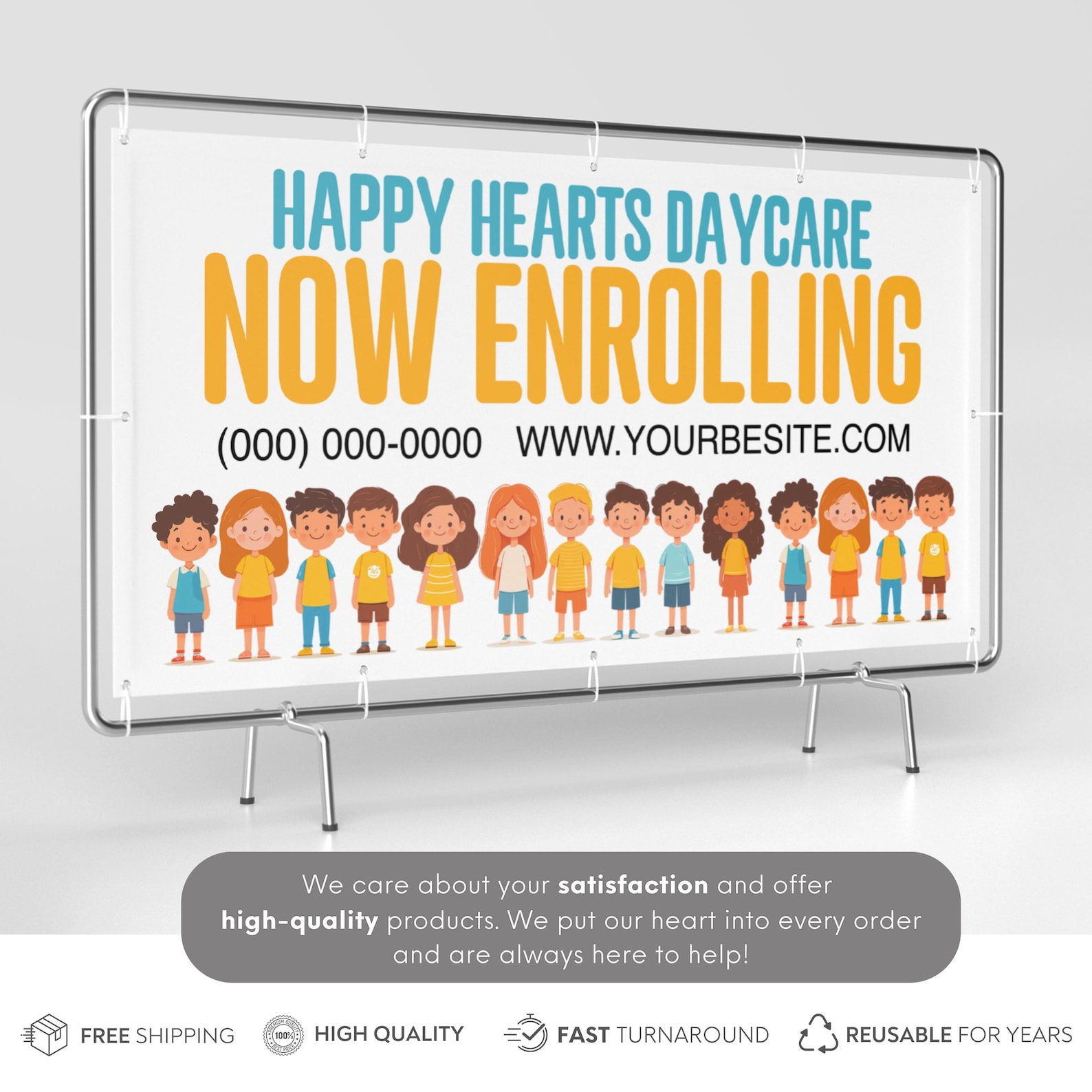 Daycare Now Enrolling Banner Sign, Custom Daycare Vinyl Banner Backdrop ...