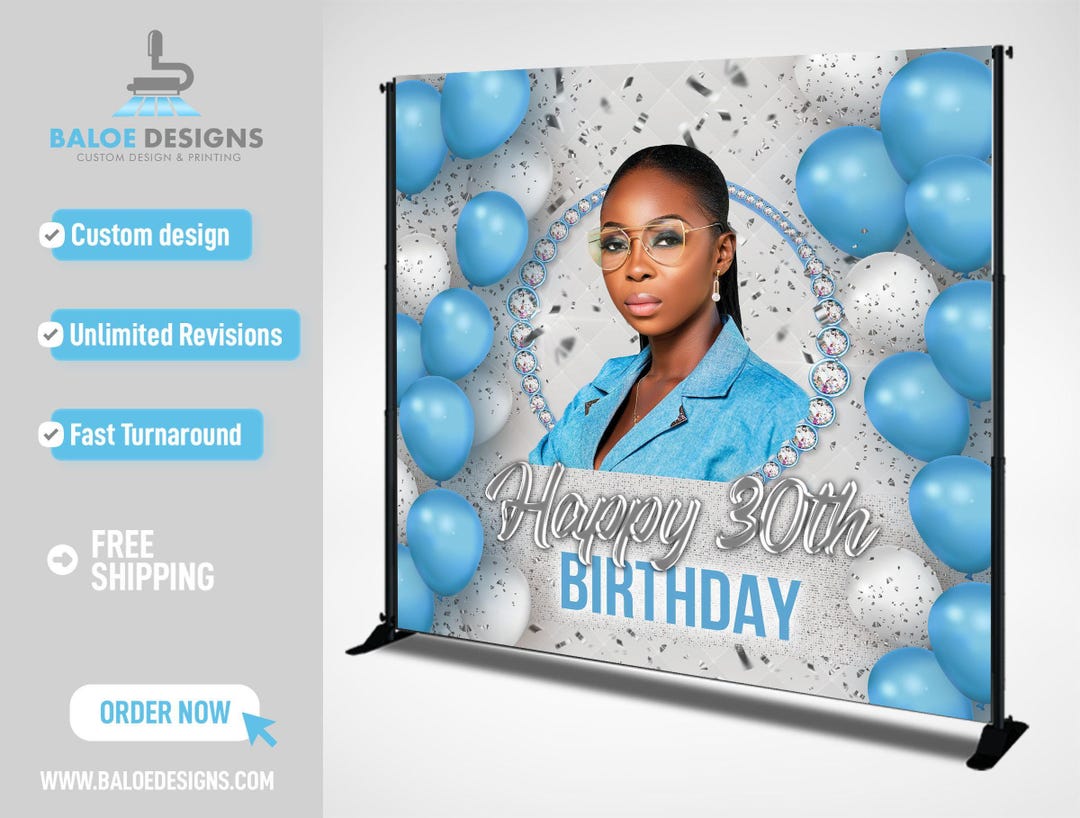 Custom Photo Birthday Backdrop, Birthday Party Decor, Personalized ...