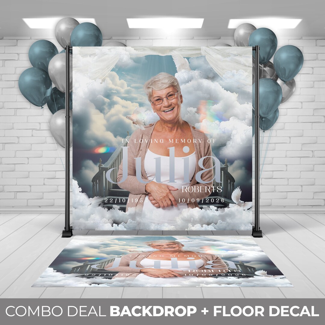 Backdrop Floor Decal, Memorial in Loving Memory Banner, Repass Backdrop ...