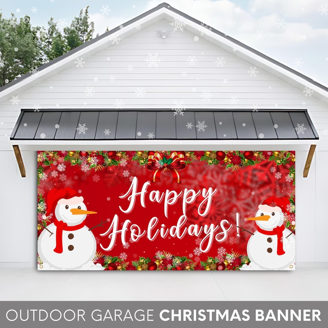 Christmas Garage Banner, Outdoor Banner, Christmas Yard Decor, Custom ...
