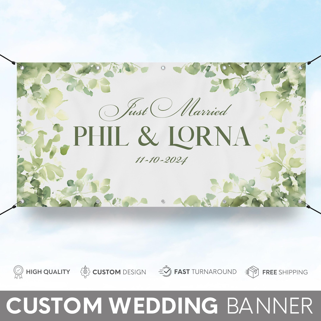 Just Married Banner, Custom Wedding Banner, Wedding Sign, Engagement ...