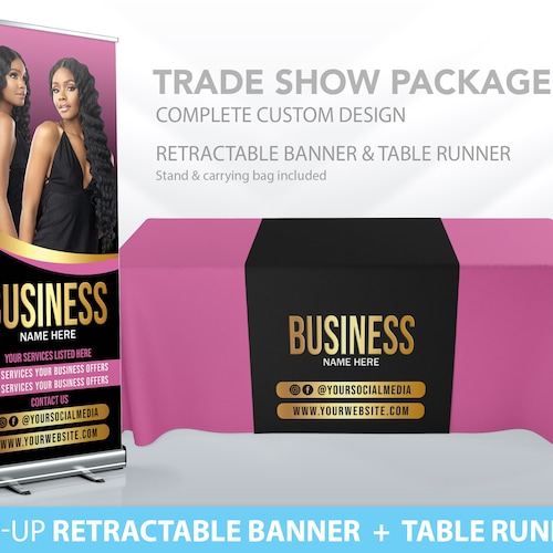 POP UP BUNDLE Custom Retractable Banner Backdrop Table - Etsy