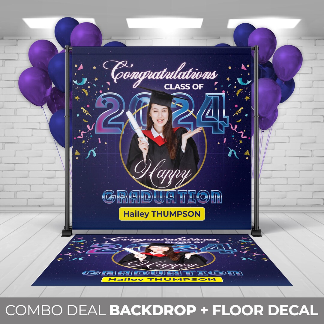 Backdrop Floor Decal, Custom Graduation Banner Floor Decal Party Decor ...