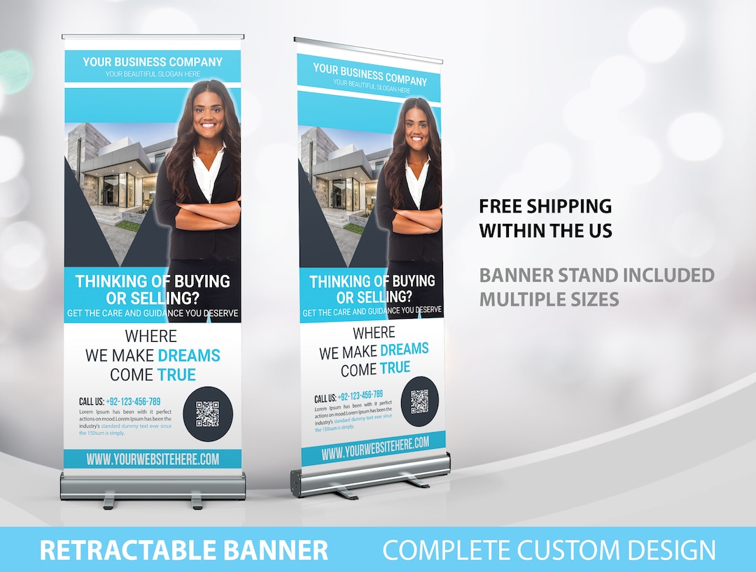 Real Estate Retractable Banner Sign, Real Estate Broker, Realtor Sign ...
