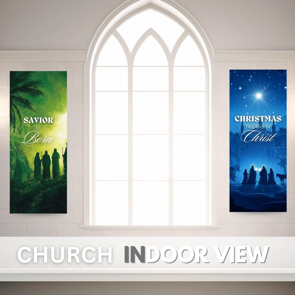 Winter Church Banners, Set of 4 Church Banners, Sanctuary Banners ...