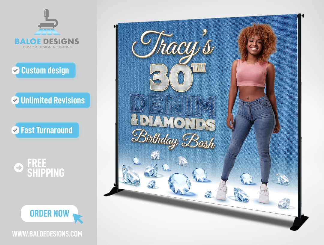 Denim and Diamonds Backdrop, Denim and Diamonds Photo Step and Repeat ...