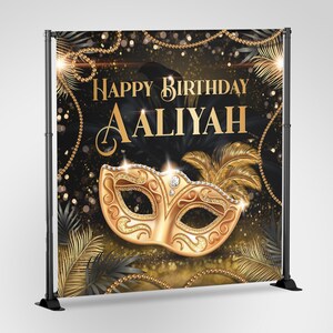 Backdrop + Floor Decal Combo, Mask Ball Banner, Mardi Gras Backdrop ...