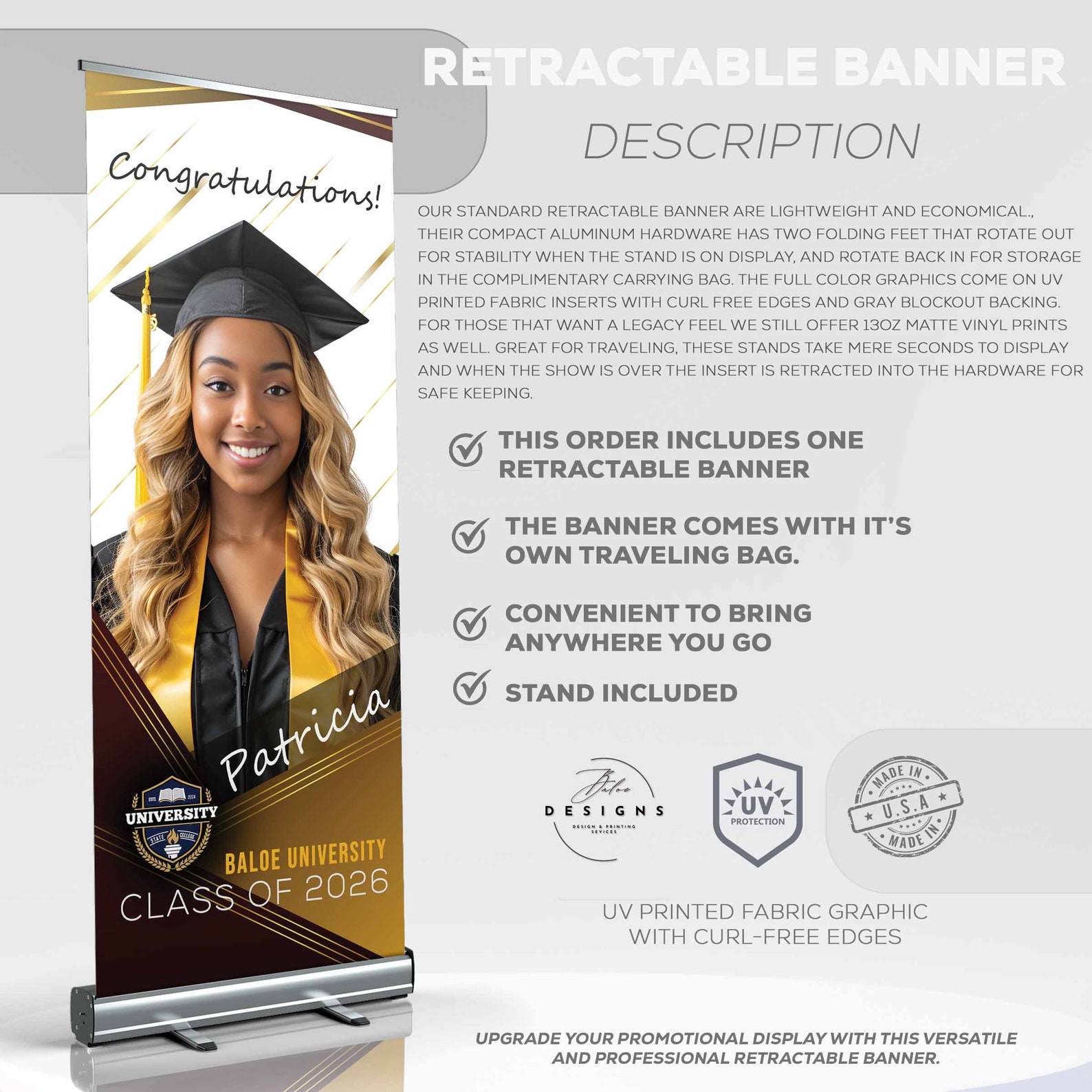 Graduation Banner, Prom Banner, Custom Retractable Banner, Roll up ...
