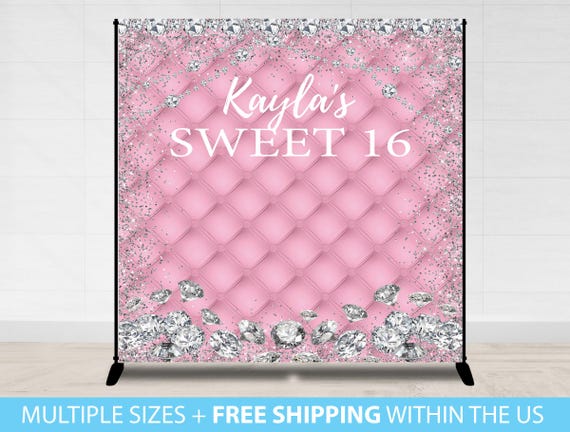 Sweet 16 Step And Repeat Wall Custom Step & Repeat Backdrop (Material: