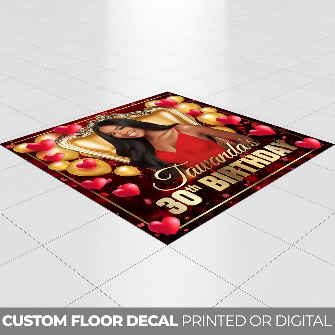 Custom Floor Decal, Birthday Heart Love Ball Floor Adhesive Banner ...