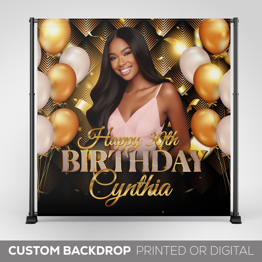 Custom Birthday Backdrop, Birthday Party Banner, Event Decor Sign ...