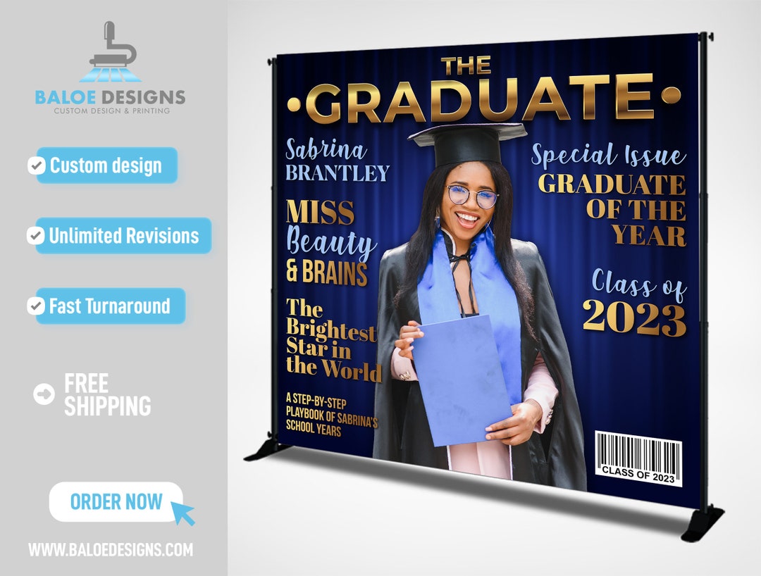Custom Photo Graduation Backdrop, Graduation Magazine Banner ...