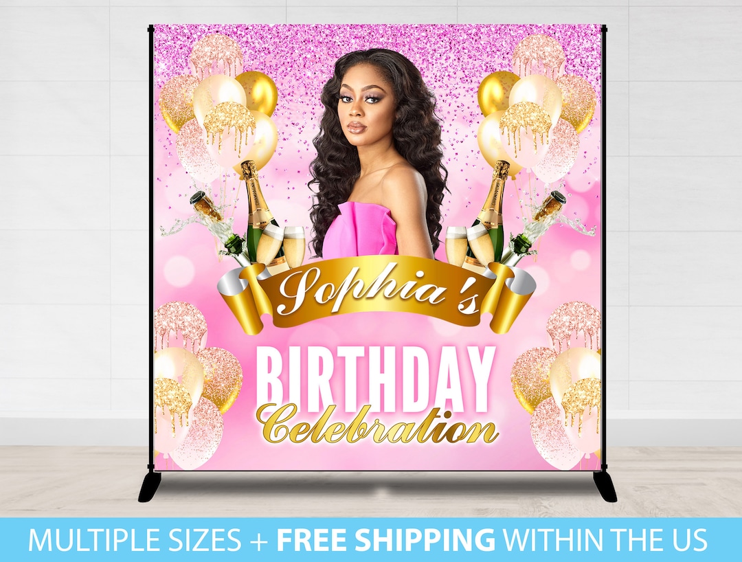 Custom Photo Birthday Backdrop, Party Sparkle Birthday Party Backdrop ...