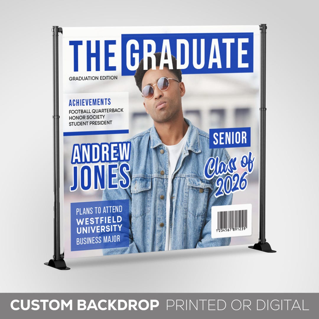 Graduation Backdrop, Custom Magazine Backdrop Banner, Personalized ...