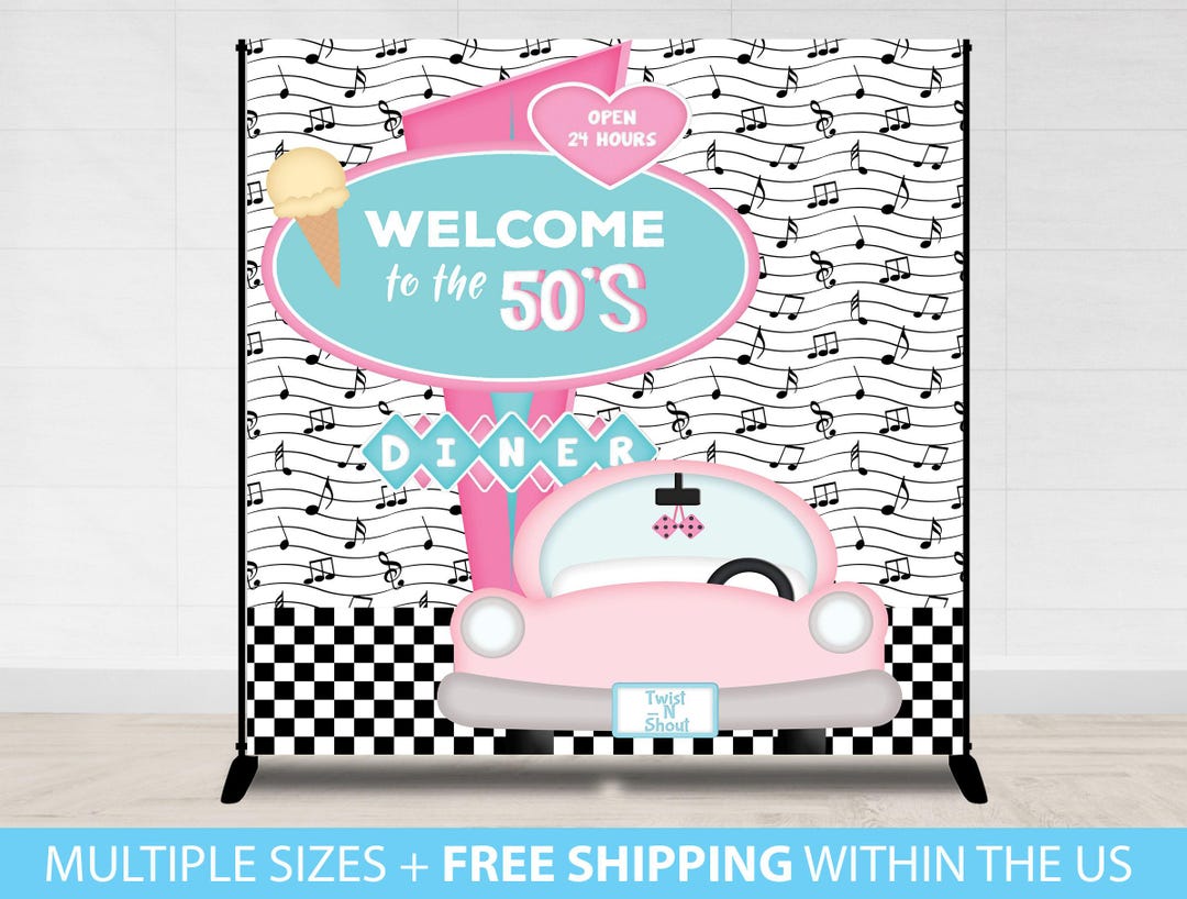 50's Theme Backdrop, Backdrop Banner, 1950 Retro Diner Backdrop, 1950's ...