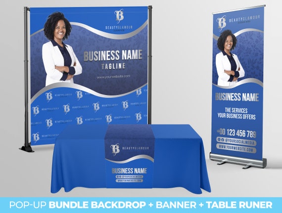 POP UP BUNDLE Business Signs Business Marketing Material Event Promotional Promoting Material Retractable Banner Backdrop Table Runner Etsy UK