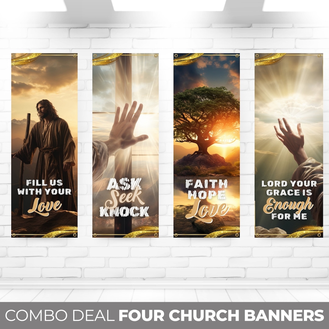 Scripture Sanctuary Banners, Set of 4 Church Banners, Church Banner Set ...