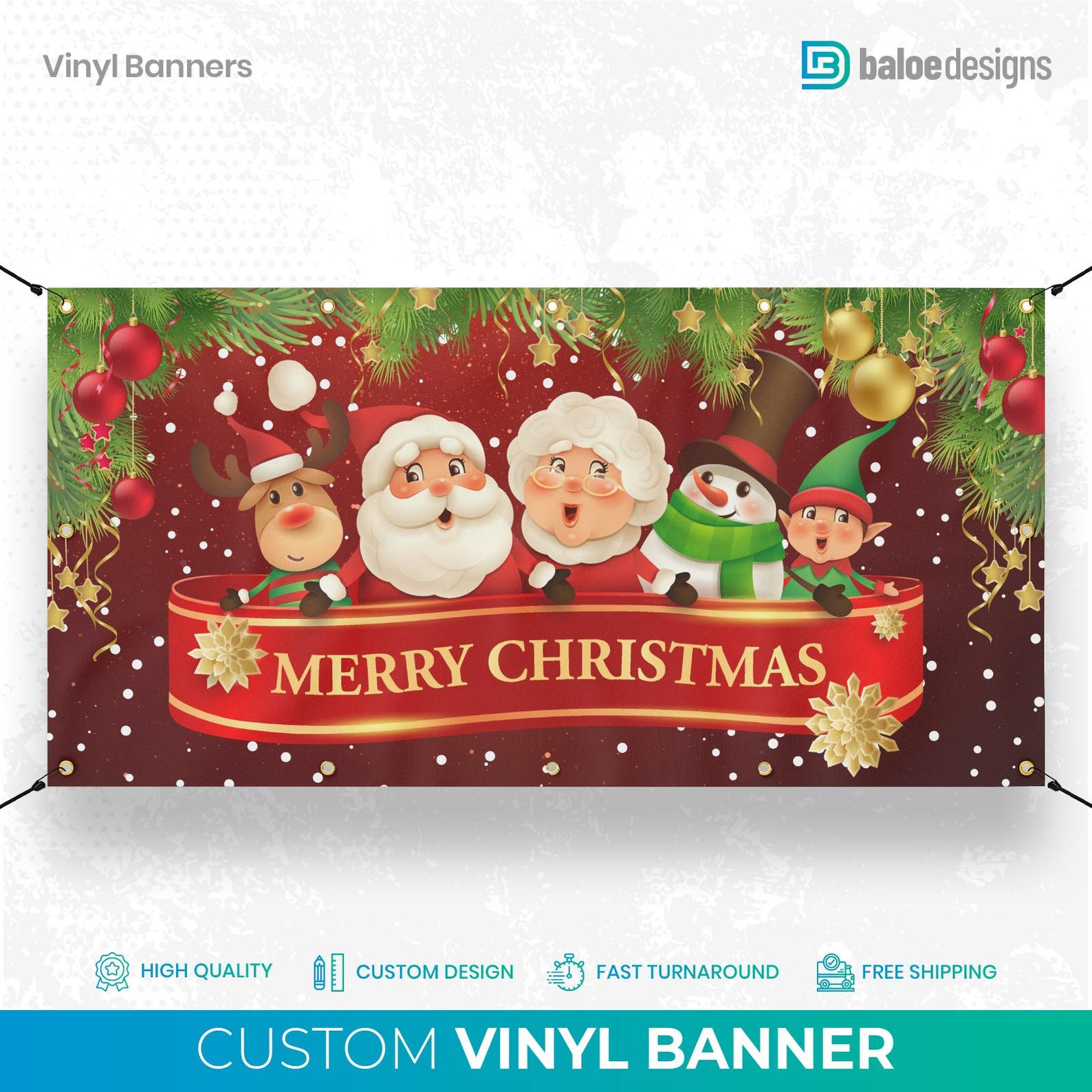 Christmas Vinyl Banner, Winter Outdoor Christmas Sign Banner, Christmas ...