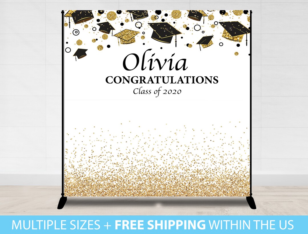 Graduation Backdrop Banner, Graduation Step and Repeat, Congrats Grad ...
