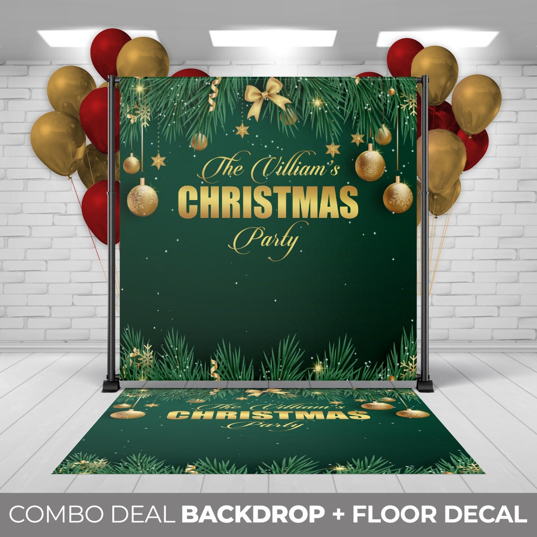 Christmas Backdrop Floor Decal, Christmas Party Custom Banner, Floor ...