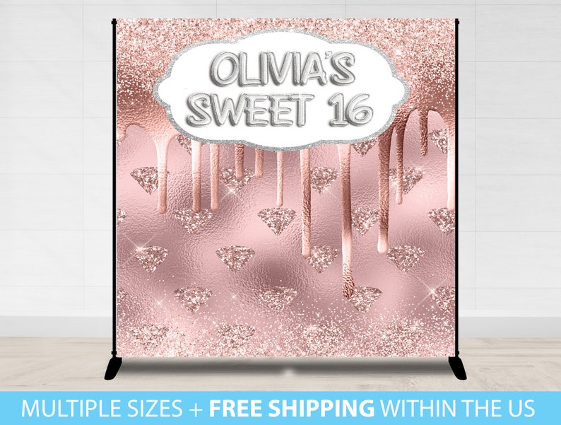 Sweet 16 Step and Repeat 8X8 Photo Booth Backdrop Sweet 16 | Etsy