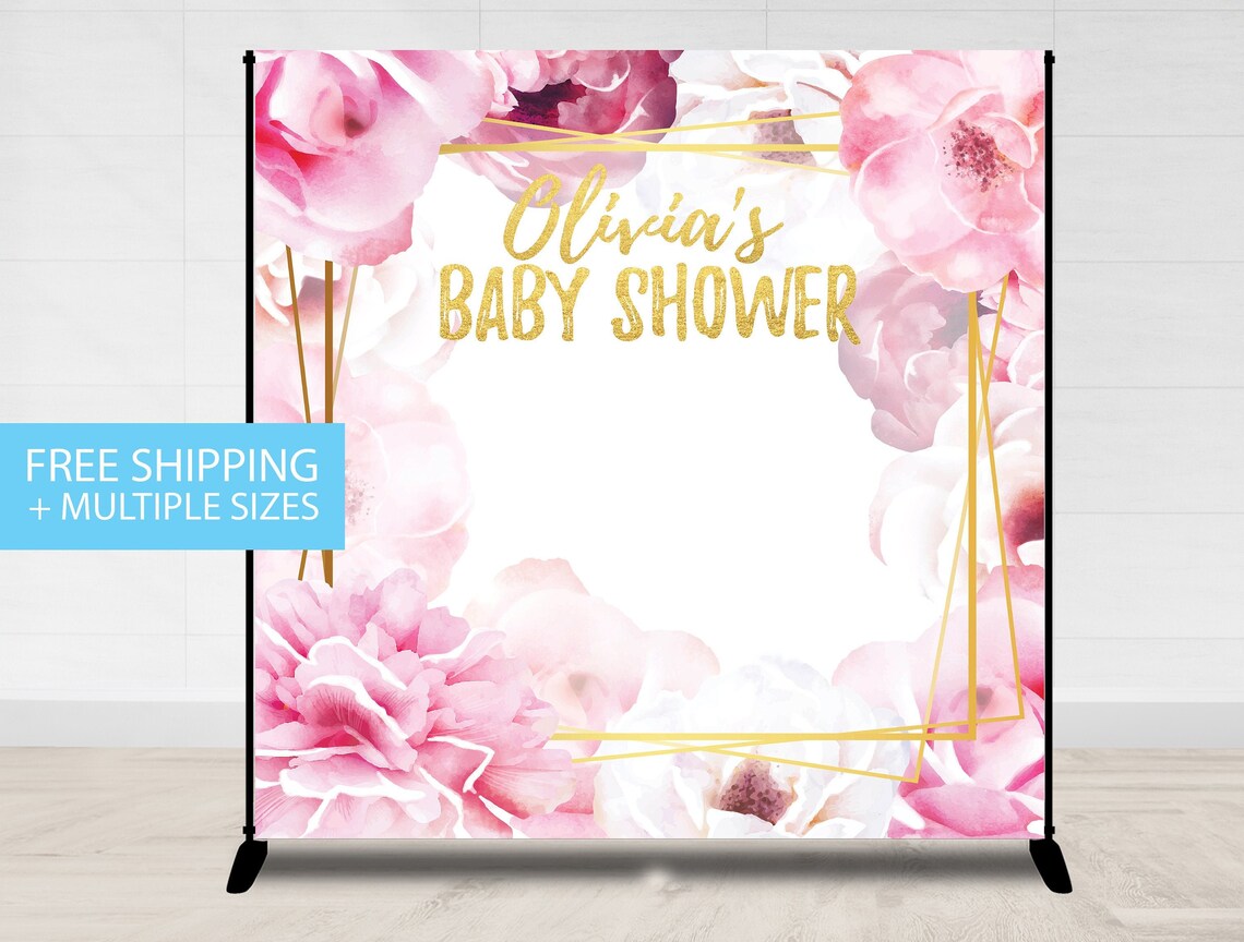Step and Repeat Baby Shower Backdrop Blush Pink Gold Baby - Etsy