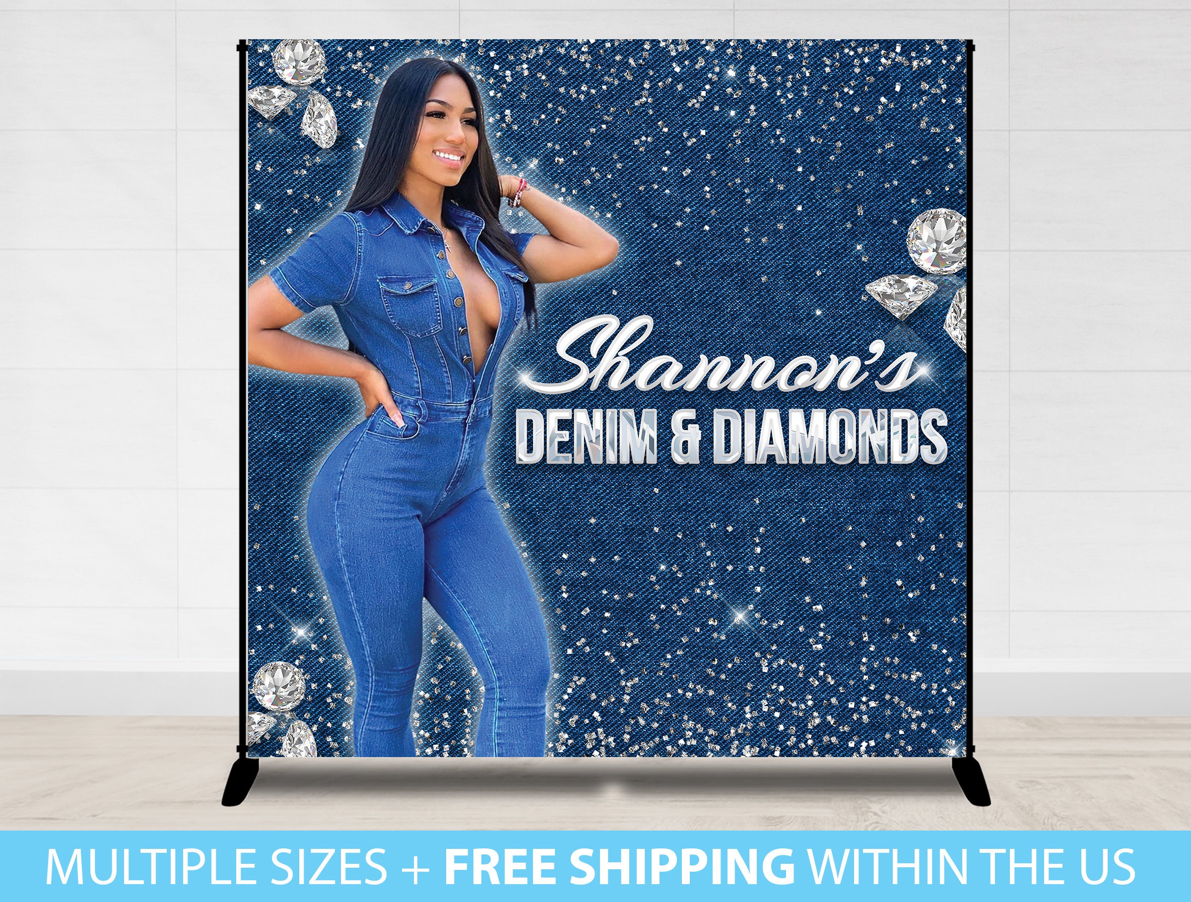 Denim and Diamonds Backdrop Denim and Pearls Photo Step and - Etsy