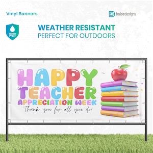 Teacher Appreciation Week Vinyl Banner, Thank You Teachers Decor ...