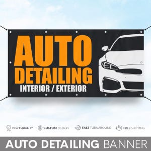 Auto Detailing Banner Sign, Custom Car Business Banner, 13 Oz Heavy ...