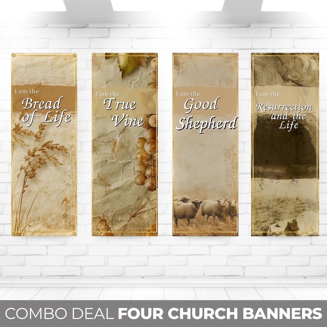 Scripture Sanctuary Banners, Set of 4 Church Banners, Church Banner Set ...