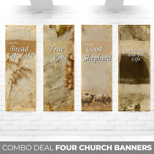 Scripture Sanctuary Banners, Set of 4 Church Banners, Church Banner Set ...