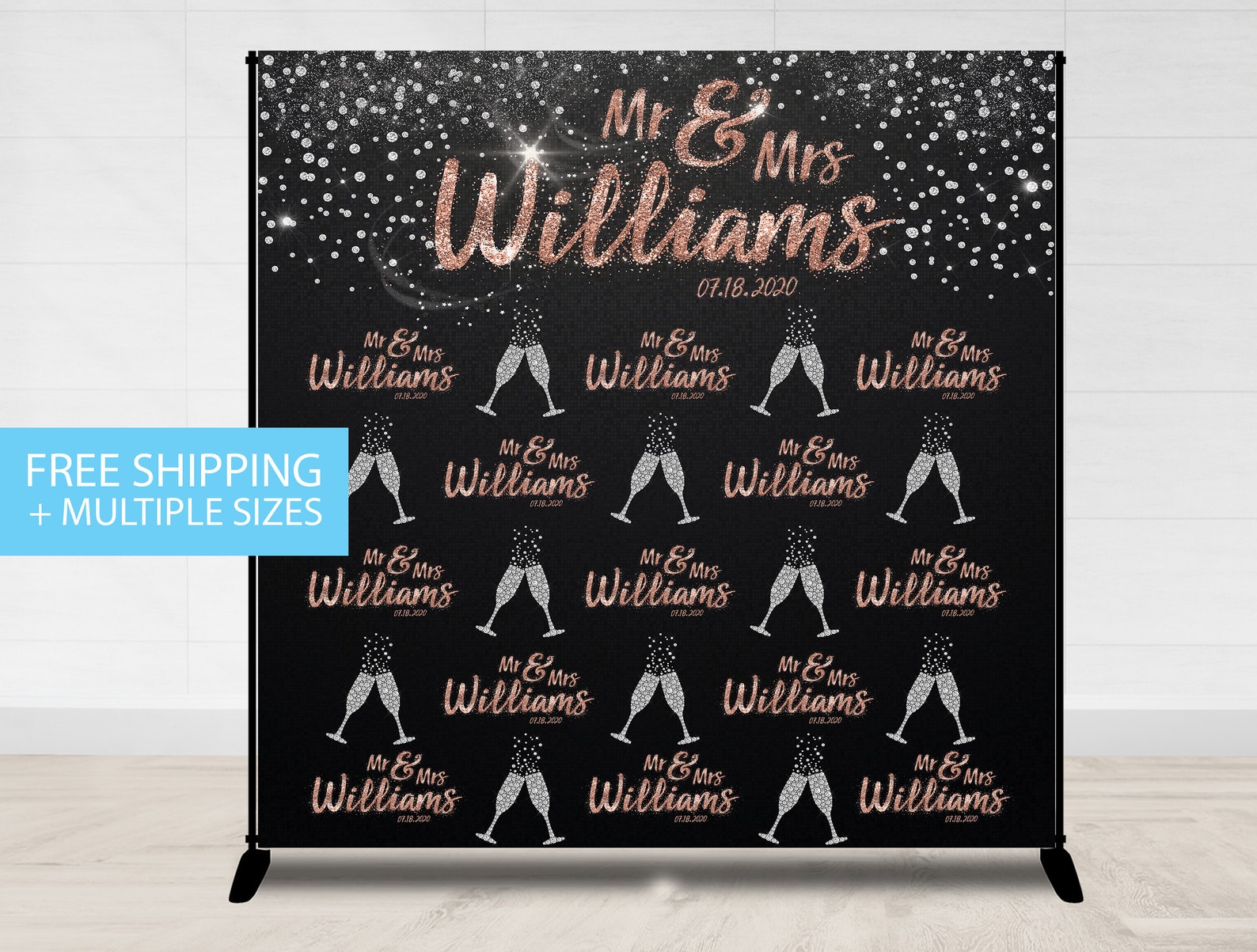 Step and Repeat Backdrop Wedding Silver Rose Gold Rose Gold - Etsy