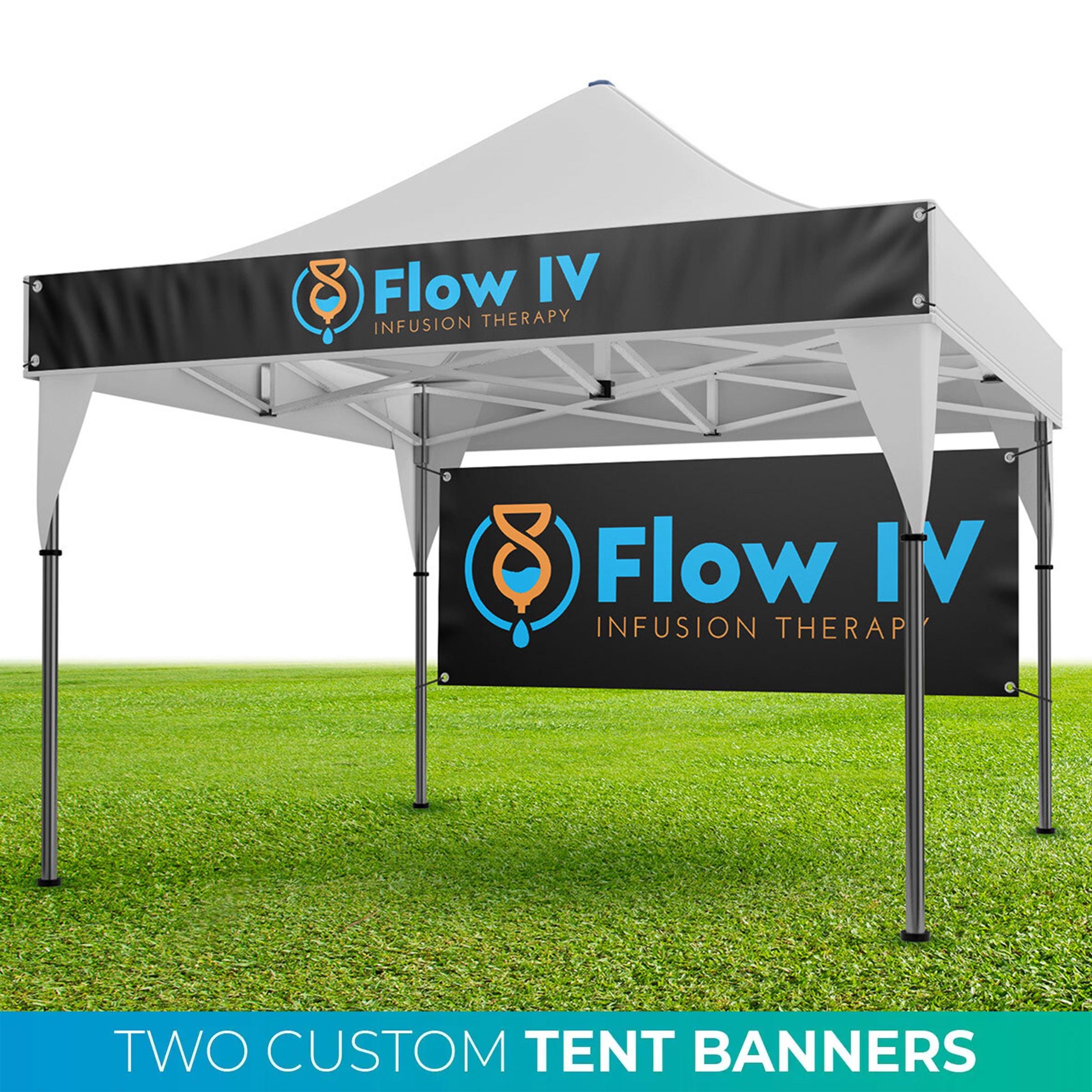 TWO Custom Tent Banners, Outside Vinyl 10x10 Tent Banner, Front & Back ...