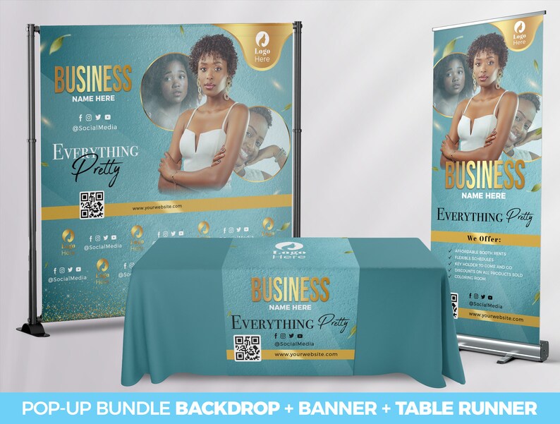 POP UP BUNDLE Custom Retractable Banner Backdrop Table - Etsy